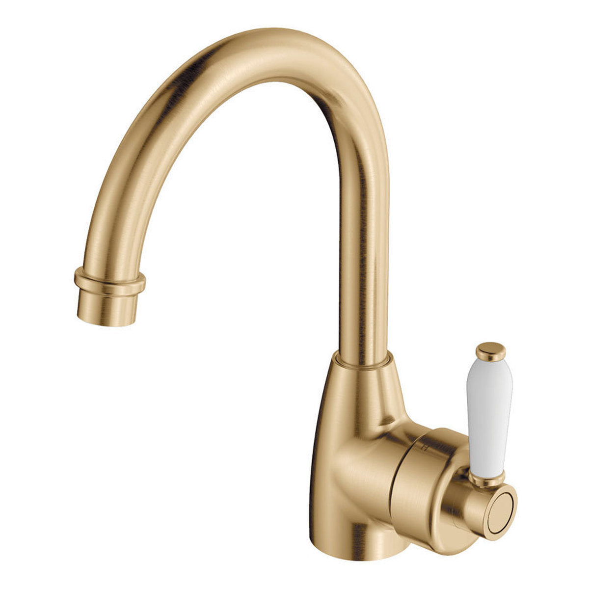 Fienza Eleanor Gooseneck Basin Mixer, Urban Brass/Ceramic - Lead Free
