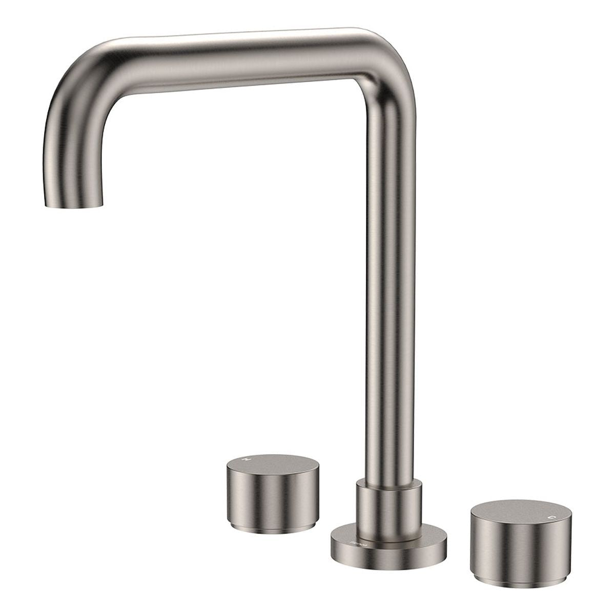 Kaya Squareline Hob Set, Round Taps, Brushed Nickel