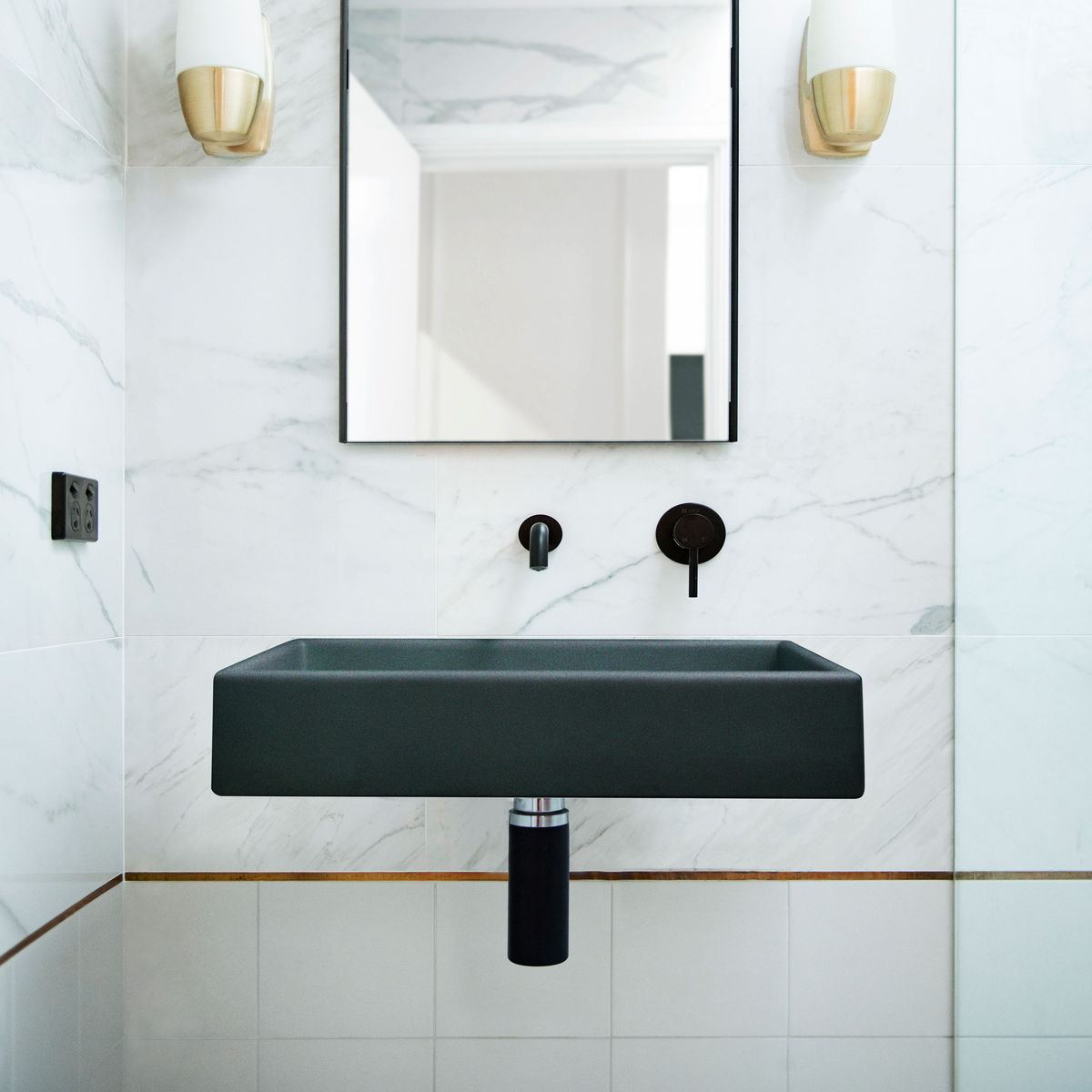 Nood Wall Mount Box Basin in Charcoal