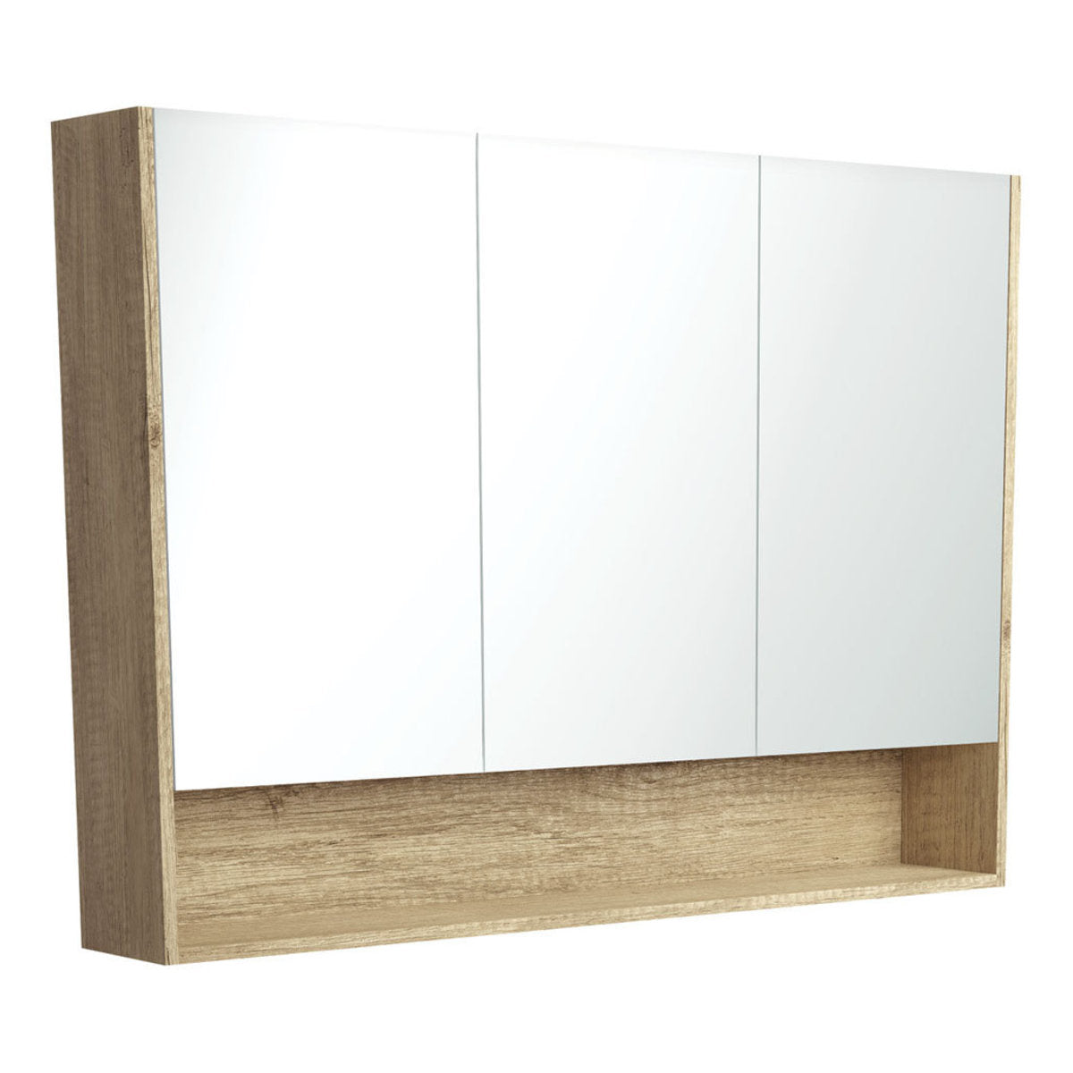 Fienza 1200 Mirror Cabinet with Display Shelf, Scandi Oak