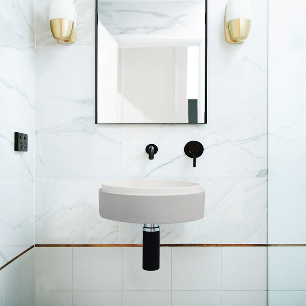 Nood Wall Mount Stepp Circle Basin in Morning Mist