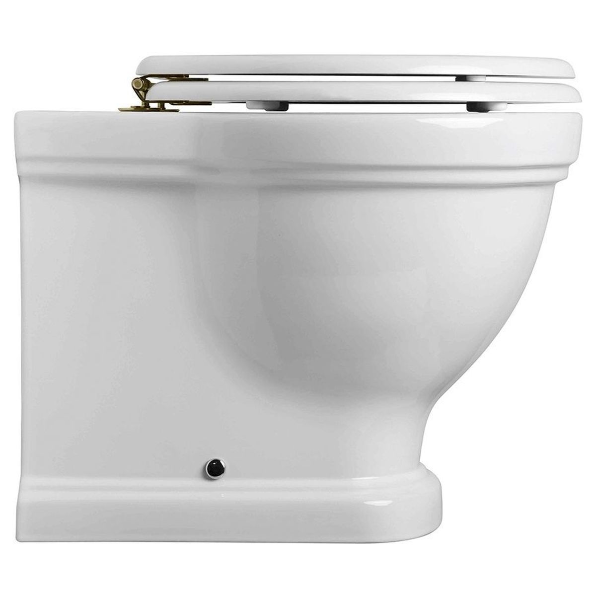 Claremont Floor Mounted Pan, Antique Brass Hinges, Seat And Pan Bend