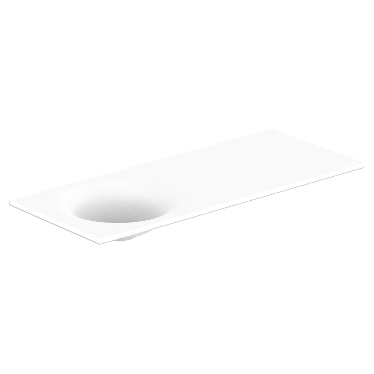 Snow Solid Surface Top 1200mm Offset Bowl in Gloss White