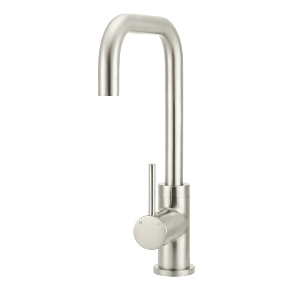 Round Kitchen Mixer Tap Curved Brushed Nickel