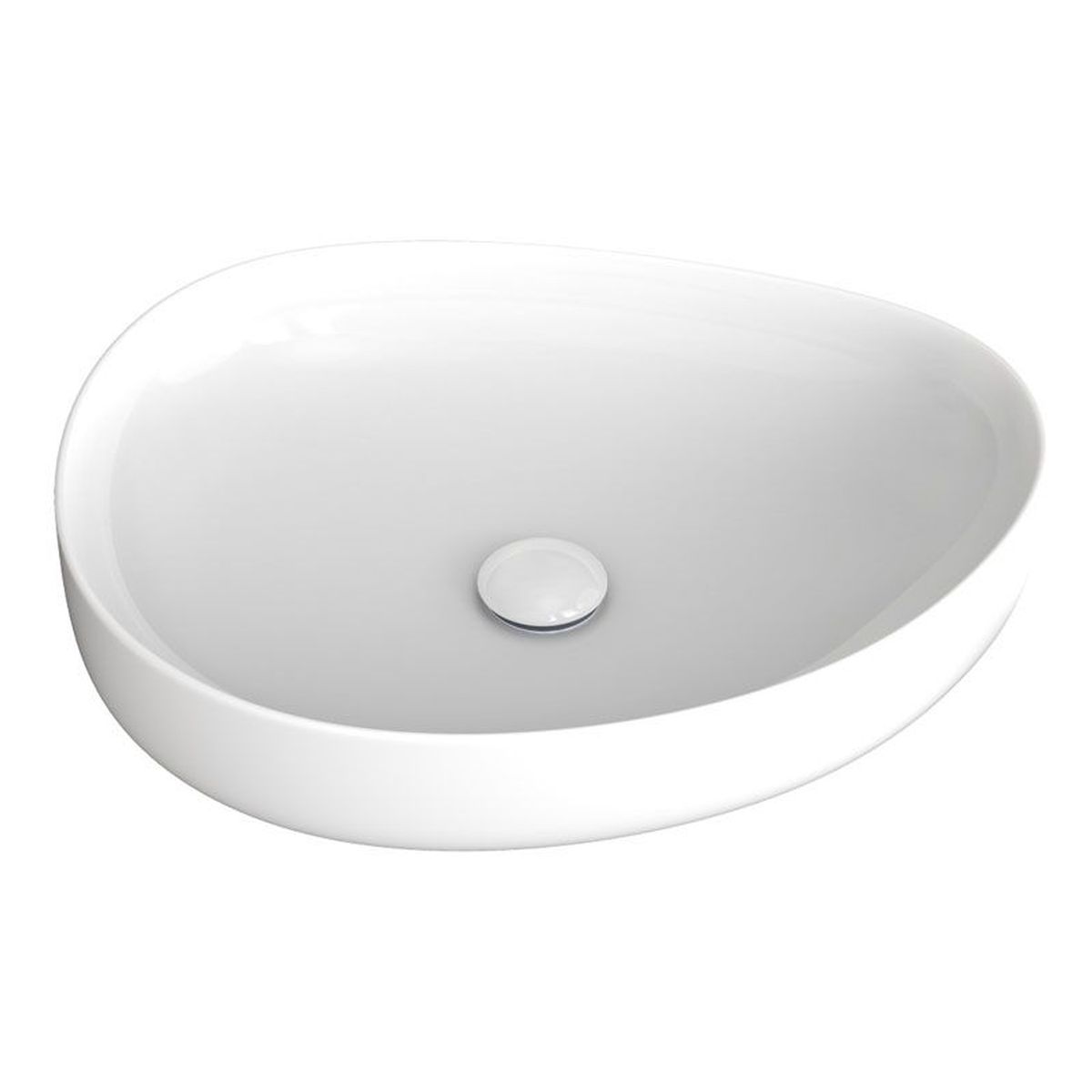 Pebble Medium Above Counter Basin, Gloss White
