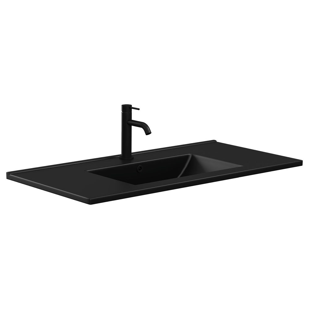 Dolce Matte Black Full Depth Ceramic Basin-Top 900 - 1 Tap Hole